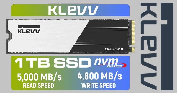 KLEVV CRAS C910 1TB M.2 NVMe Gen4x4 SSD - up to 5000MB/s