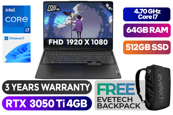 Lenovo IdeaPad Gaming 3 - Intel Core i7, RTX 3050 Ti, 64GB RAM Laptop