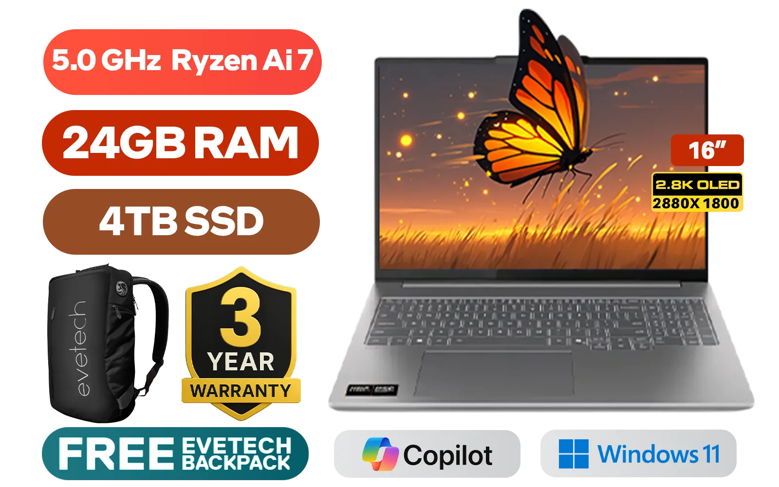 Lenovo Ideapad Pro 5 14IAH10 Ryzen AI 7 | 24GB/4TB | Creative Powerhouse