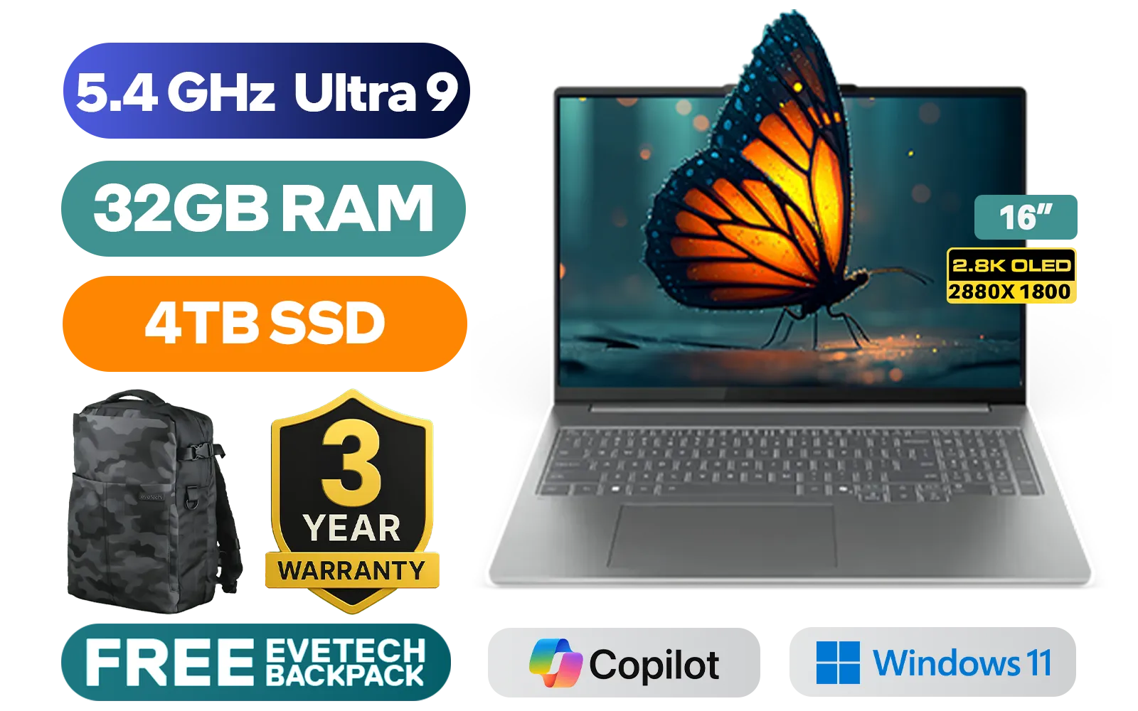 Lenovo Ideapad Pro 5 16IAH10 Ultra 9 | 32GB/4TB | Creator Laptop