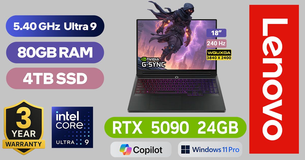 Lenovo Legion 9 18IAX10 Core Ultra 9 | RTX 5090 | 80GB/4TB | Ultra ...