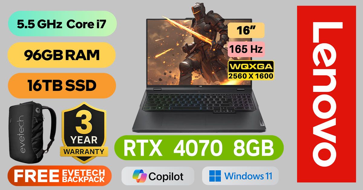 Lenovo Legion Pro 5 16IRX9 Core i7 RTX 4070 Gaming Laptop With 96GB RAM ...