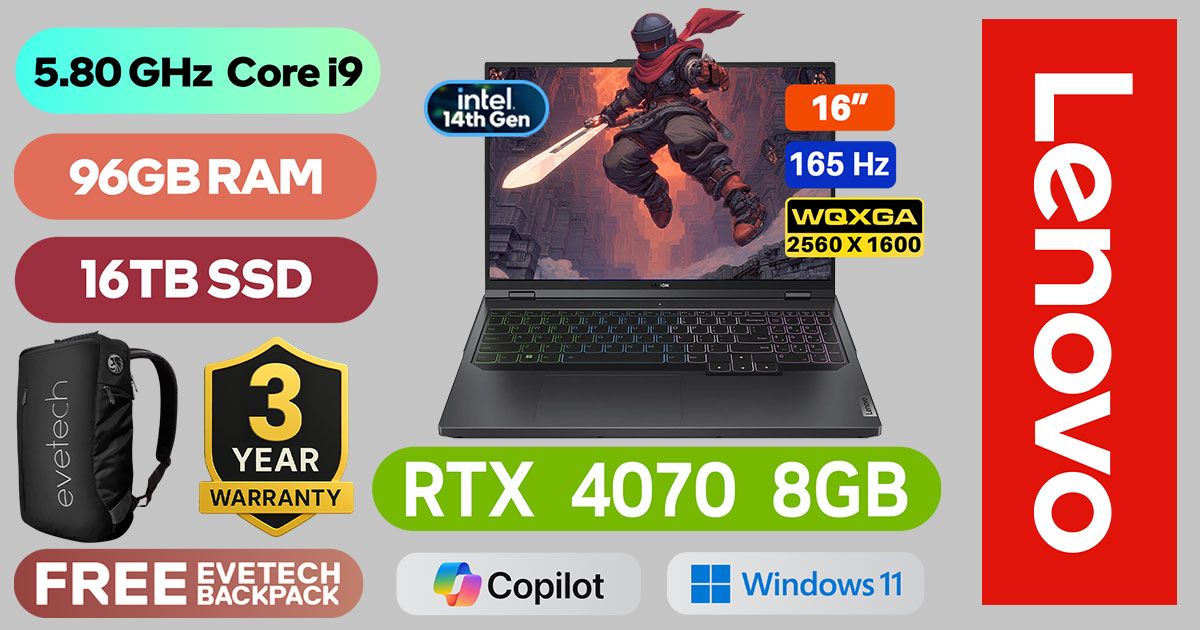 Lenovo Legion Pro 5 16IRX9 Core i9 RTX 4070 Gaming Laptop With 96GB RAM ...