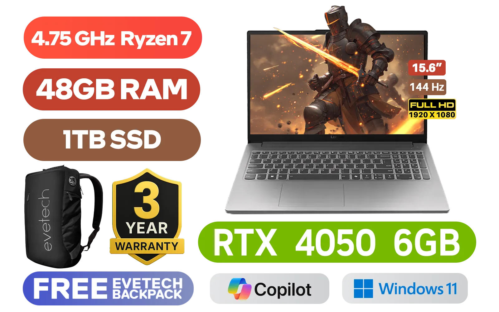 Lenovo LOQ 15ARP10E Ryzen 7 | RTX 4050 | 48GB/1TB | Ryzen 7 Gaming Laptop
