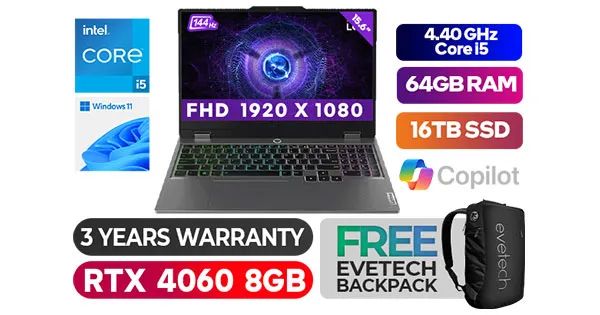 Lenovo LOQ 15IAX9 Core i5 RTX 4060 Gaming Laptop with 64GB RAM & 16TB SSD