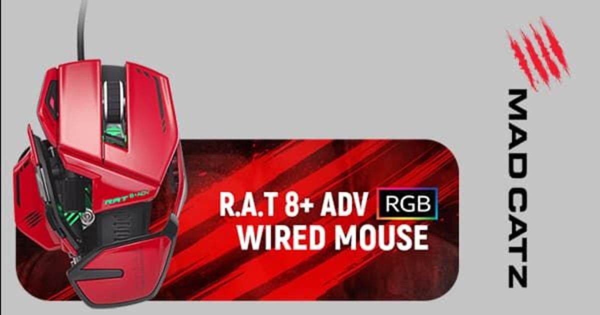 Mad Catz RAT8 ADV Red Gaming Mouse - Precision & Style