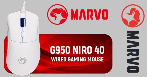 MARVO G950 Niro 40 White Gaming Mouse — PMW3327, 12K DPI