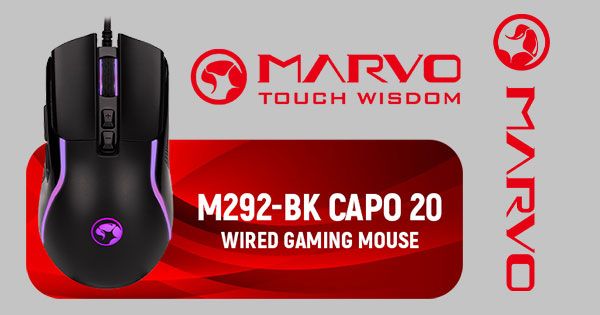 Marvo M292-BK 8000 DPI Wired Gaming Mouse - Black