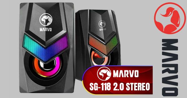 MARVO SG-118 2.0 LED Gaming Speakers — 2x3W, 14-Color