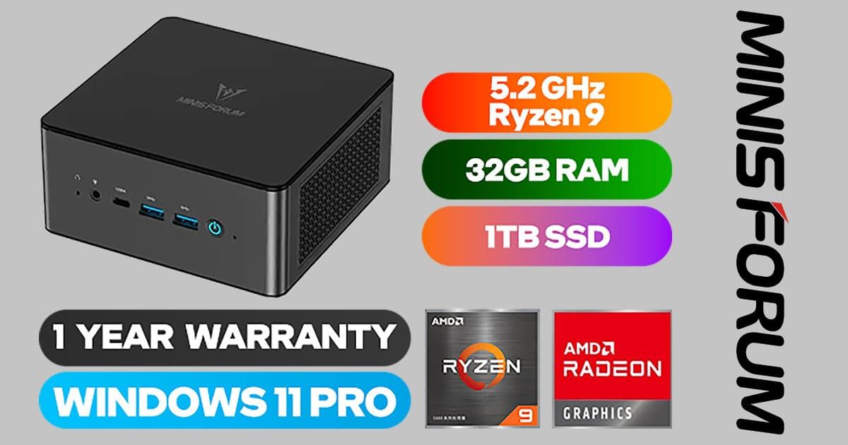Minisforum UM890 Pro Mini PC - Ryzen 9, 32GB RAM & 1TB SSD Powerhouse