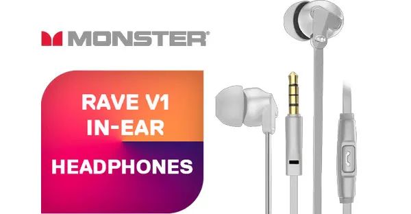 Monster Rave V1 In-Ear Headphones - Premium Sound & Comfort - Grey
