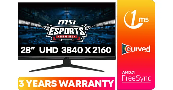 MSI G281UV Gaming Monitor - 28-Inch 4K UHD, 144Hz Refresh Rate