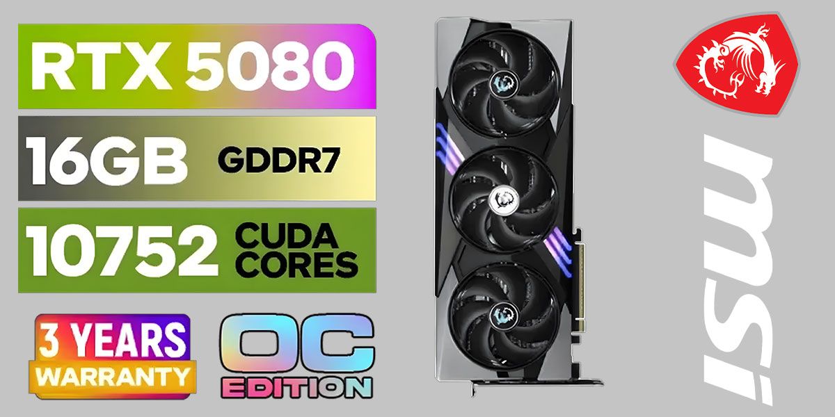 MSI GeForce RTX 5080 16GB GDDR7 Gaming Trio OC Graphics Card