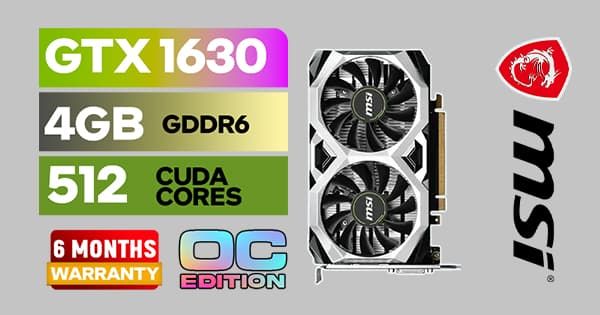 MSI GTX 1630 VENTUS XS 4GB GDDR6 Graphics Card - Open Box Sale