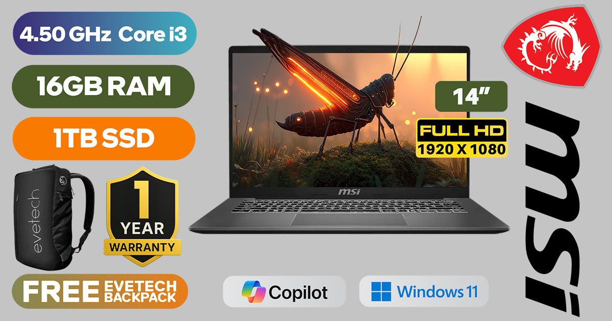 MSI Modern 14 F13MG Intel® Core™ i3 Laptop | 16GB RAM & 1TB SSD - Professional Performance