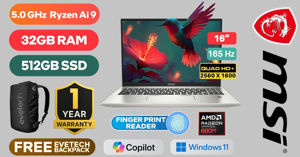 MSI Prestige A16 AI+ Ryzen 9 Laptop - Unleash Your Creativity