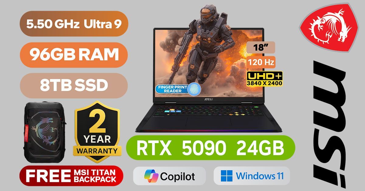 MSI Raider 18 96GB/8TB | Desktop-Level Gaming Laptop