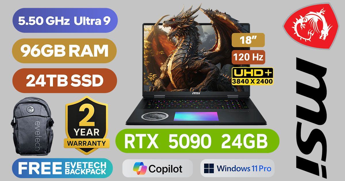 MSI Titan 18 HX Dragon Edition Ultra 9 RTX 5090 Gaming Laptop With 24TB ...