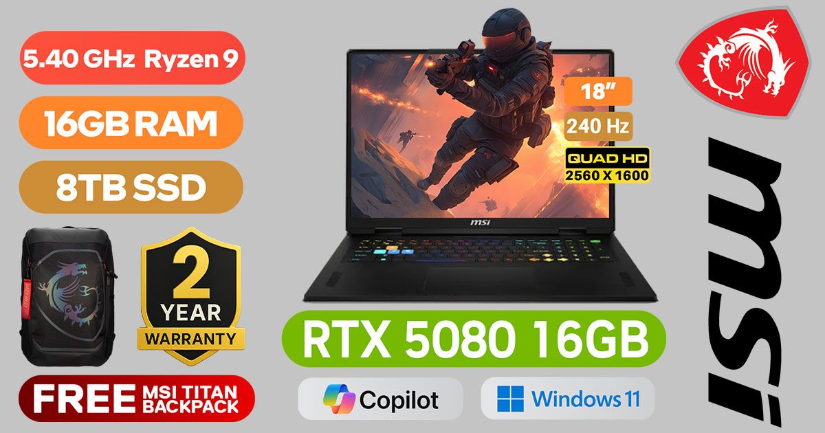 MSI Vector A18 16GB/8TB | High‑Capacity Gaming Laptop