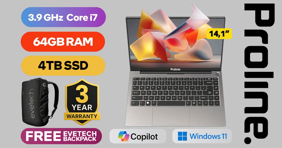 Proline Thinline V14 Core i7 Laptop - 64GB RAM & 4TB SSD Performance