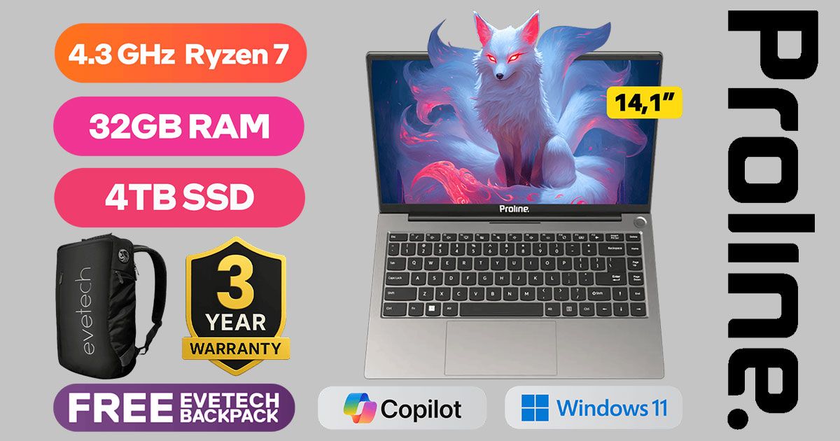 Proline Thinline V14 Ryzen 7 Laptop | 32GB RAM | 4TB SSD - Ultra-Thin ...