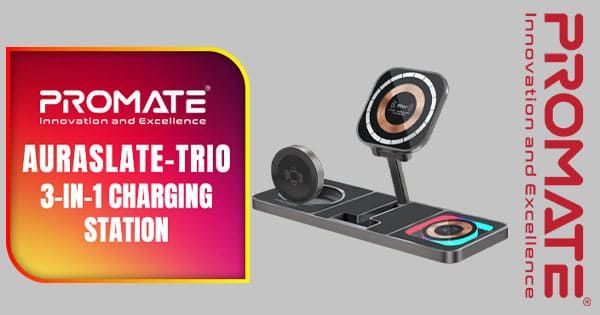 Promate AuraSlate-Trio 15W MagSafe 3-in-1 Wireless Charger