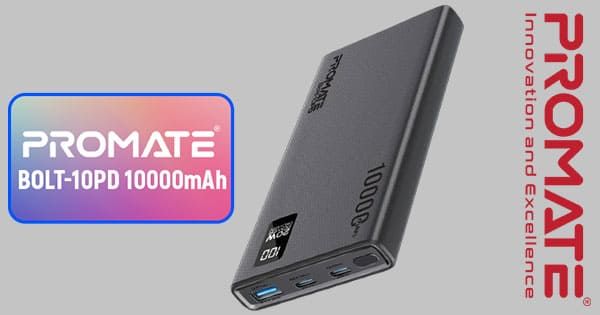 Promate Bolt-10PD 10000mAh Power Bank - Ultra Slim & Stylish