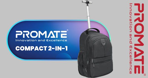 Promate COMPACT Laptop Trolley Bag - Ultimate Convenience