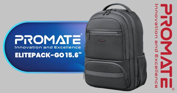 Promate ELITEPACK-GO 15.6" Laptop Backpack, 32L Water-Resistant