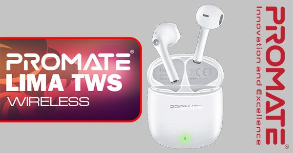Promate Lima TWS Earphones LIMA.WHITE — 30H Playback, ENC | Evetech