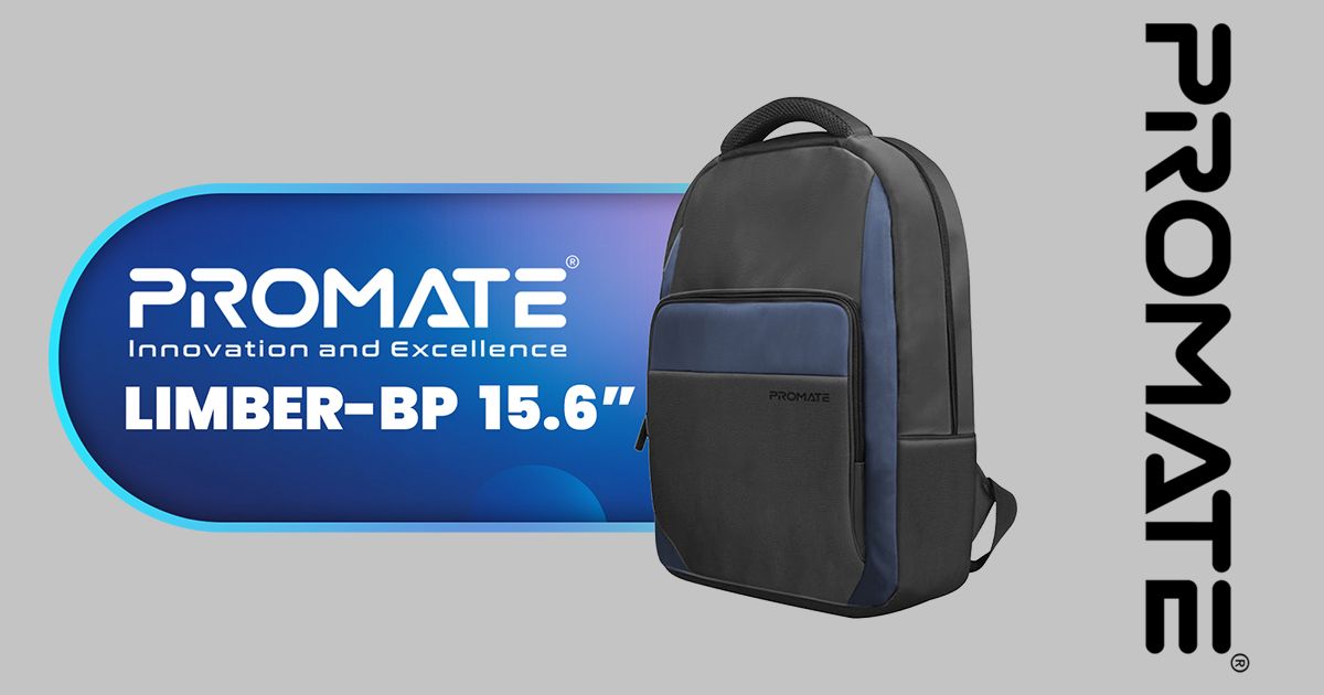 Promate Limber-BP Backpack for 15.6" Laptops - Large Capacity