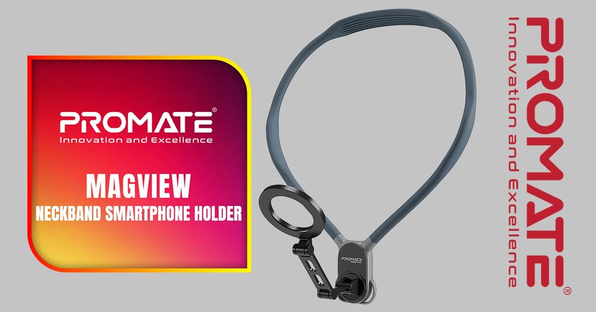 Promate MagView Neckband Phone Holder — N52 Magnets, 360° Flex