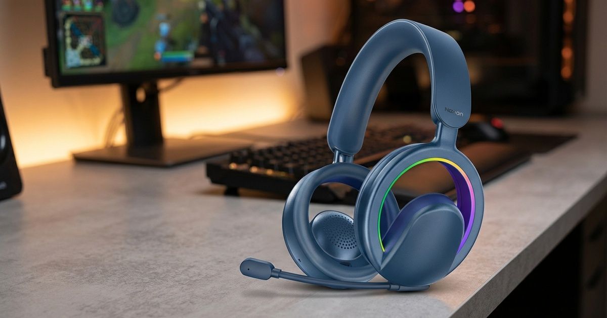 Promate NOVON.BLUE Open-Ear Wireless Headphones with RGB