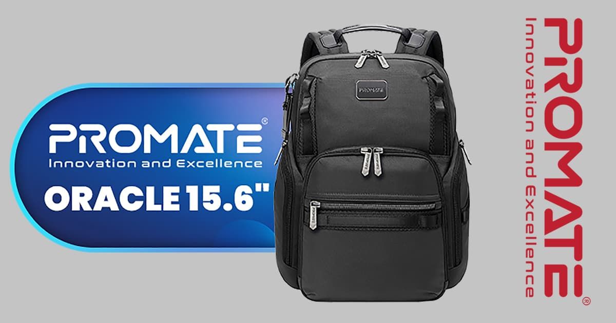 Promate Oracle 15.6" Laptop Backpack — Durable, Water-Resistant
