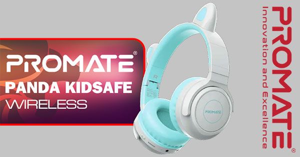 Promate Panda KidSafe Wireless Kids Headset - Kawaii Style
