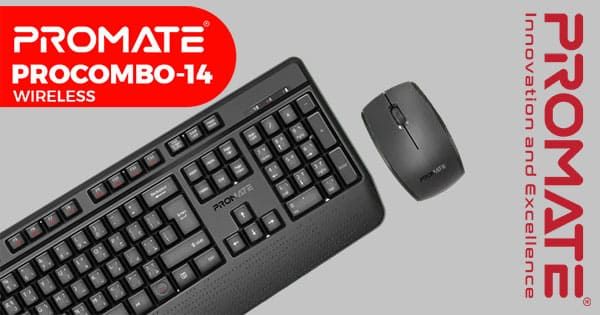 Promate ProCombo-14.EN Wireless Keyboard & Mouse Combo