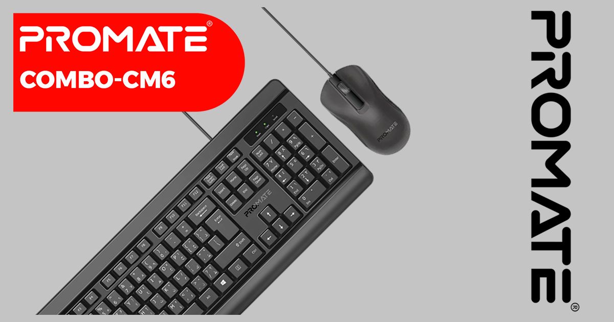 Promate Combo-CM6.EN Wired Keyboard & 1200 DPI Mouse