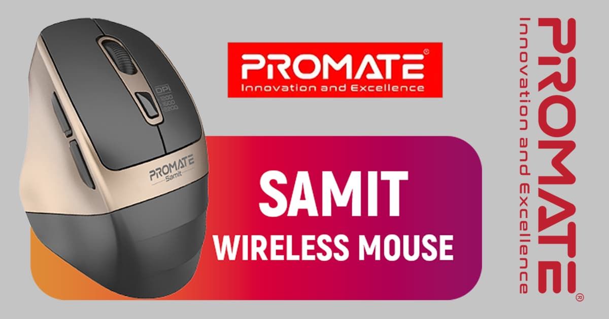 Promate Samit.Gold Wireless Mouse — Ergonomic 2200DPI