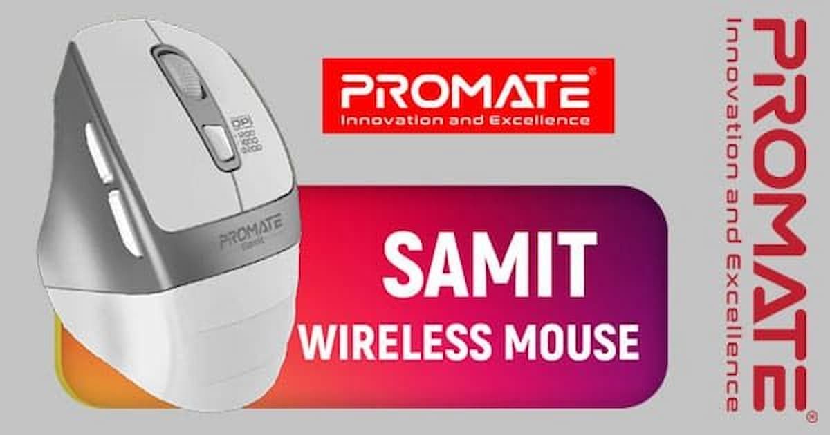 Promate SAMIT.WHITE Wireless Mouse – Ergonomic 2200DPI