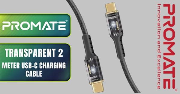 Promate LUCIDLINE-CC200 2m LED Charging Cable - 100W Fast