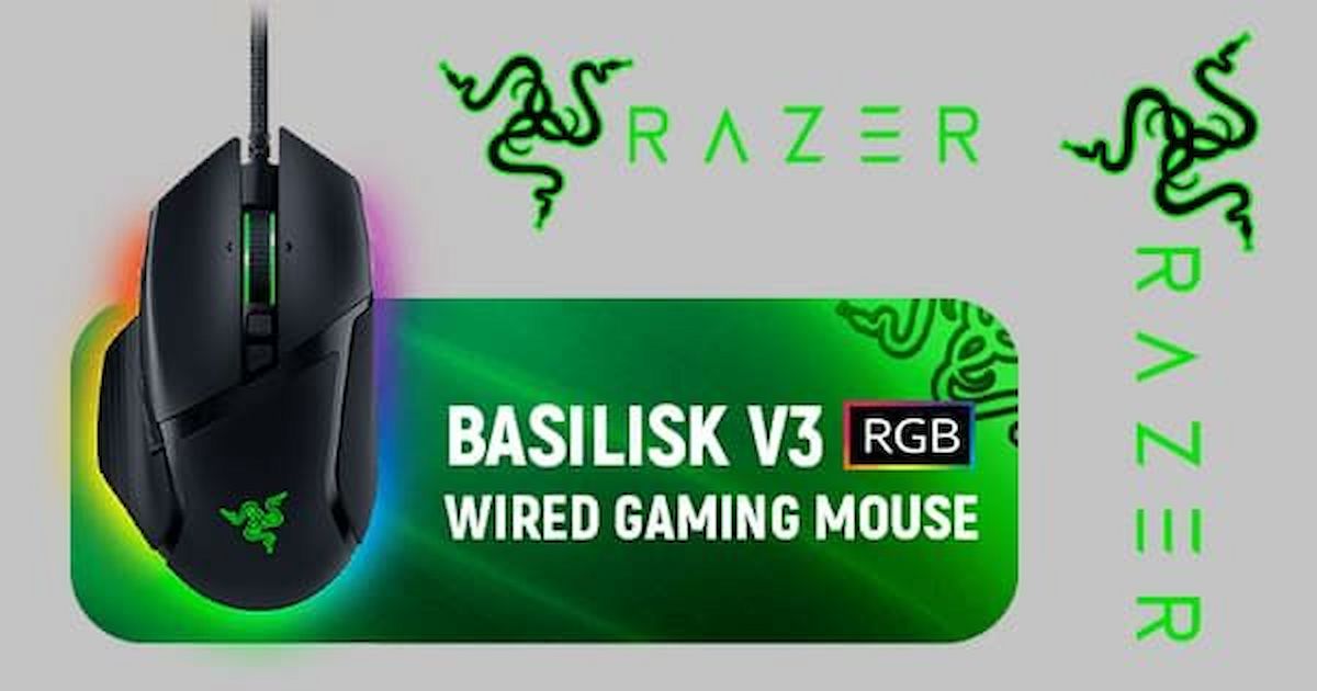 Razer Basilisk V3 Wired Gaming Mouse — 26K DPI, 11 Buttons