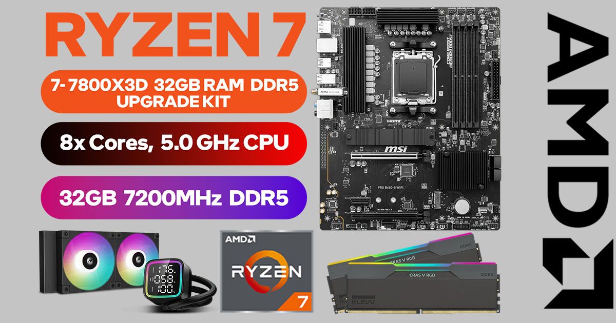 RYZEN 7 7800X3D PRO Upgrade Kit – 32GB 7200MHz RGB Memory & B650 S WIFI