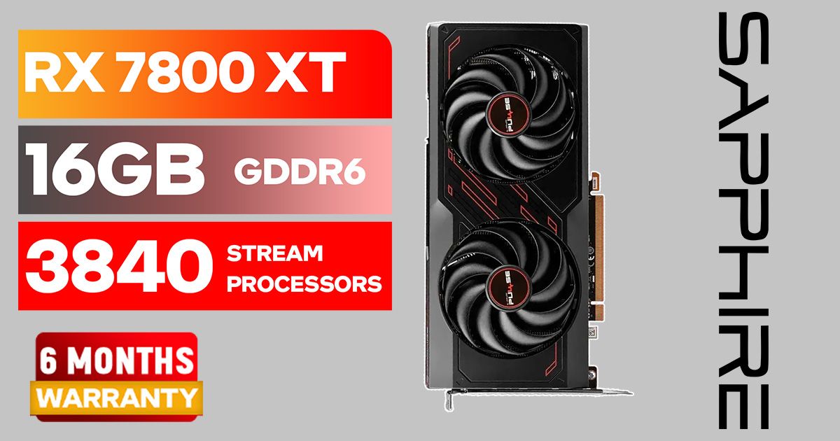 Sapphire Pulse RX 7800 XT 16GB GDDR6 Gaming Card