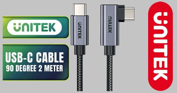 Unitek CAB-USB-100W-2M 2m 100W USB-C Right Angle Cable