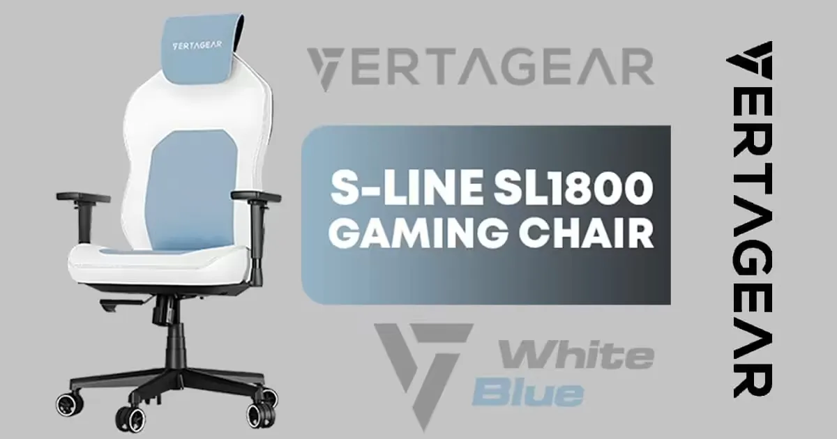 Vertagear SL1800 White/Blue Racing Office Gaming Chair | Evetech
