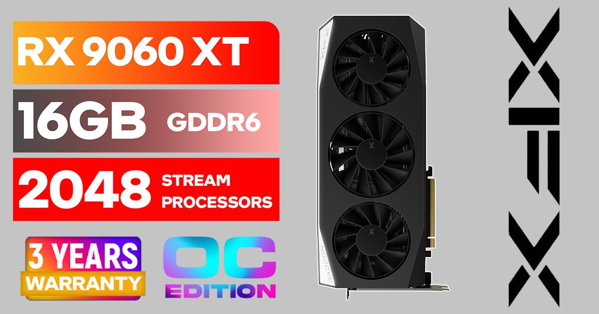 XFX Mercury Radeon RX 9060 XT OC 16GB GDDR6 Graphics Card