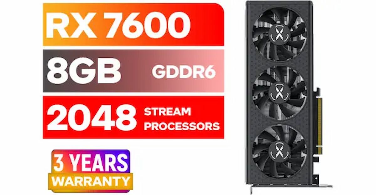 XFX Speedster QICK 308 AMD Radeon RX 7600 - Powerful 8GB Graphics Card