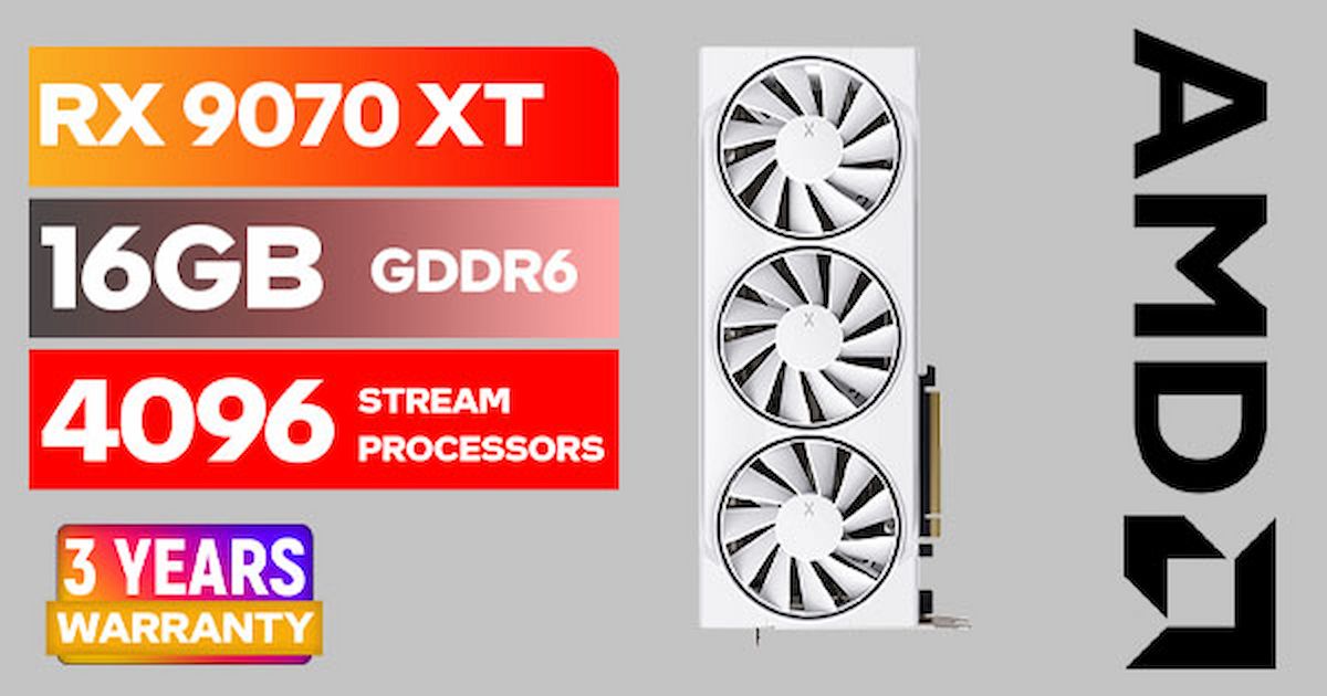 XFX SWIFT RX 9070 XT 16GB White GPU - RDNA 4 Power