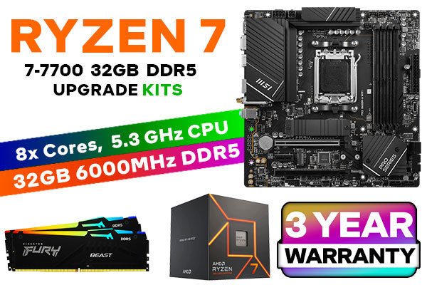 AMD RYZEN 7 7700 PRO B650M-A WiFi 32GB RGB DDR5 6000MHz Upgrade Kit