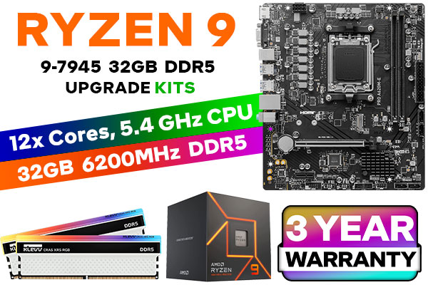AMD RYZEN 9 7945 PRO A620M-E 32GB RGB DDR5 6200MHz Upgrade Kit